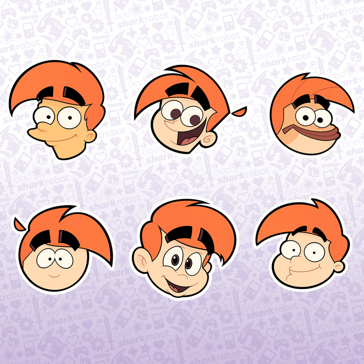 LS Mark Cartoon Head Sticker Set – Shark Robot
